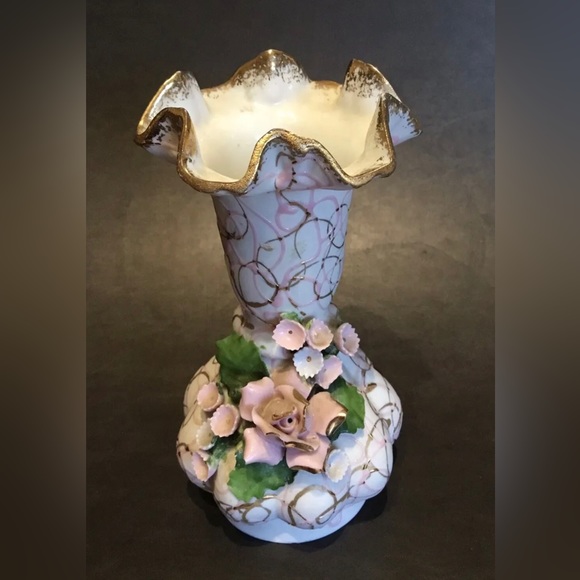 Lefton | Accents | Lefton China Ceramic Pink Rose And Gold Gilt Vase ...